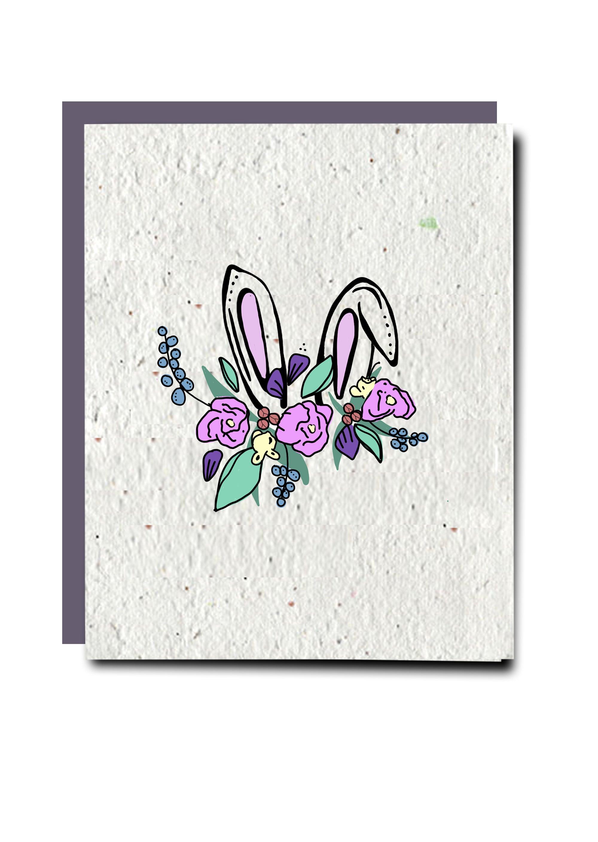 Floral Bunny Garden: Wildflower Seed Paper Easter Card – Artsy Em's Designs